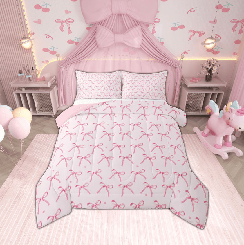 Manfei Cartoon Bow Tie Full Size Comforter Sets,Girl Heart Print ...
