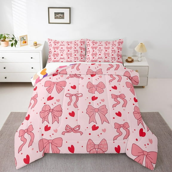 Manfei Geometric Plaid Art Queen Comforter Set,Pixel Grid Bedding Sets,Red Gray White Bedding ...