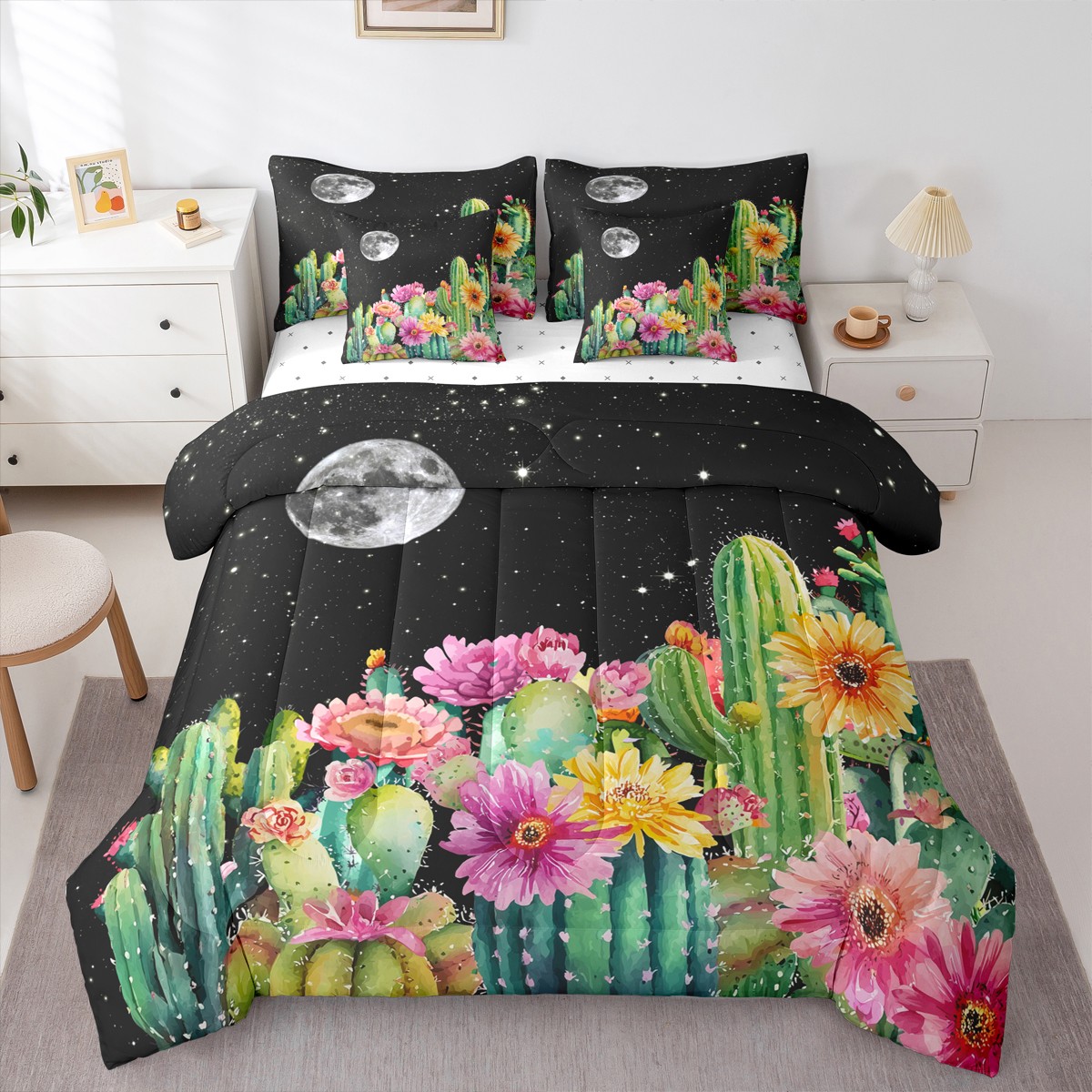 Manfei Cartoon Cactus Child Twin Bedding Sets 7-Piece, Western Groovy ...