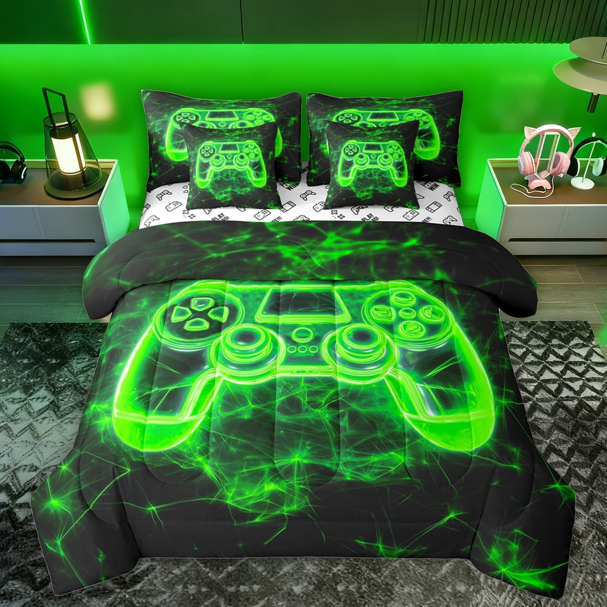 Manfei Cartoon Console Gaming 7-Piece Twin Bedding Sets,Modern Video ...