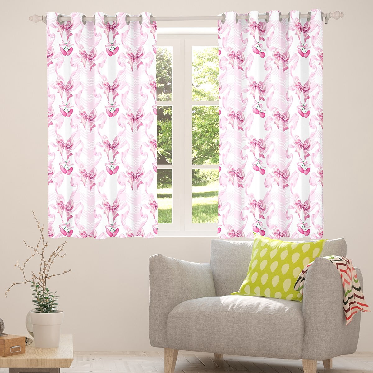 Manfei Cartoon Cute Bowtie Blackout Curtains Set of 2 (38x54 Each ...