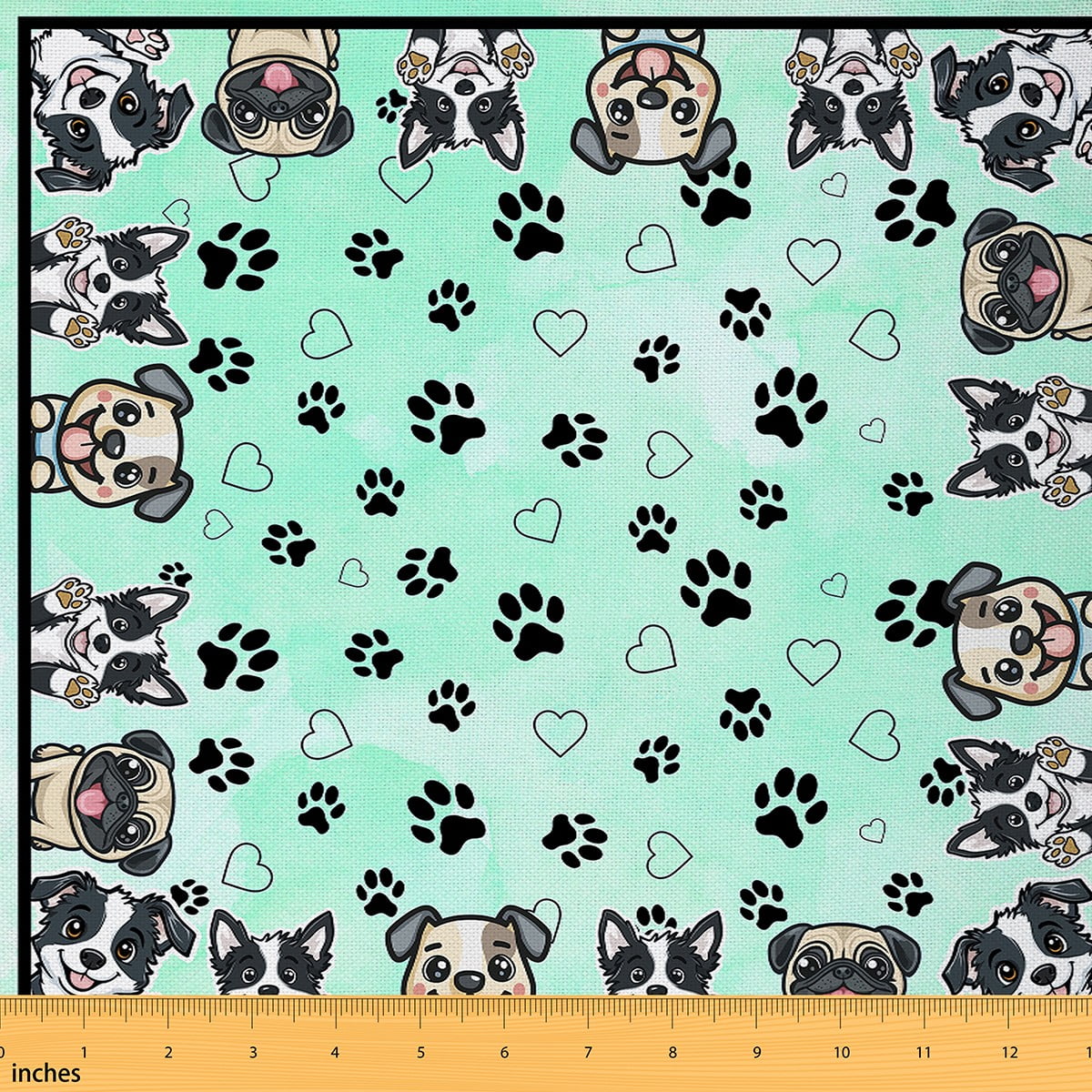 Manfei Cartoon Dog Paws Sewing & Crafting Fabric (1 Yard), Funny Pug ...