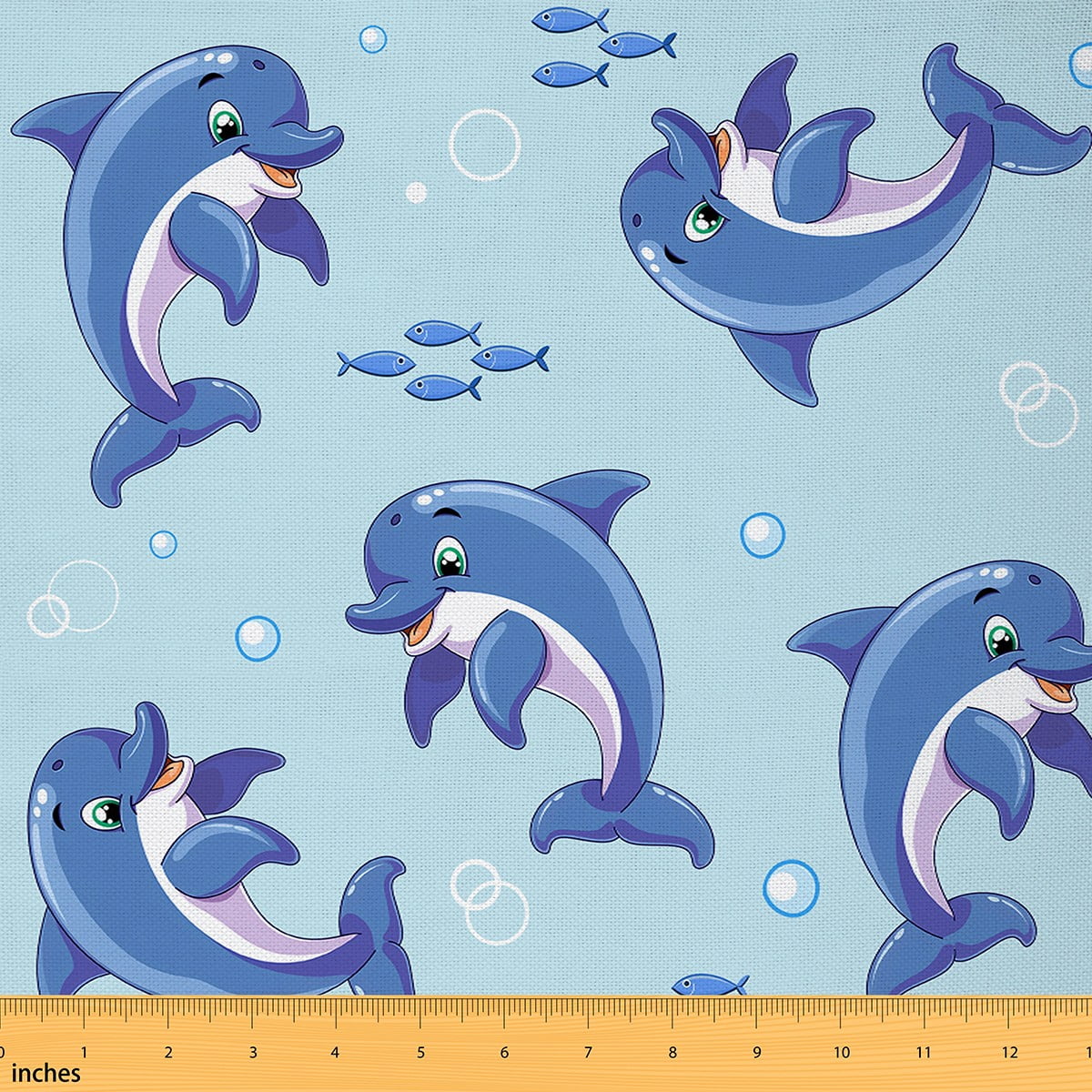 Manfei Cartoon Dolphin Fabric by the Yard (3 Yards) for Kids, Cute ...