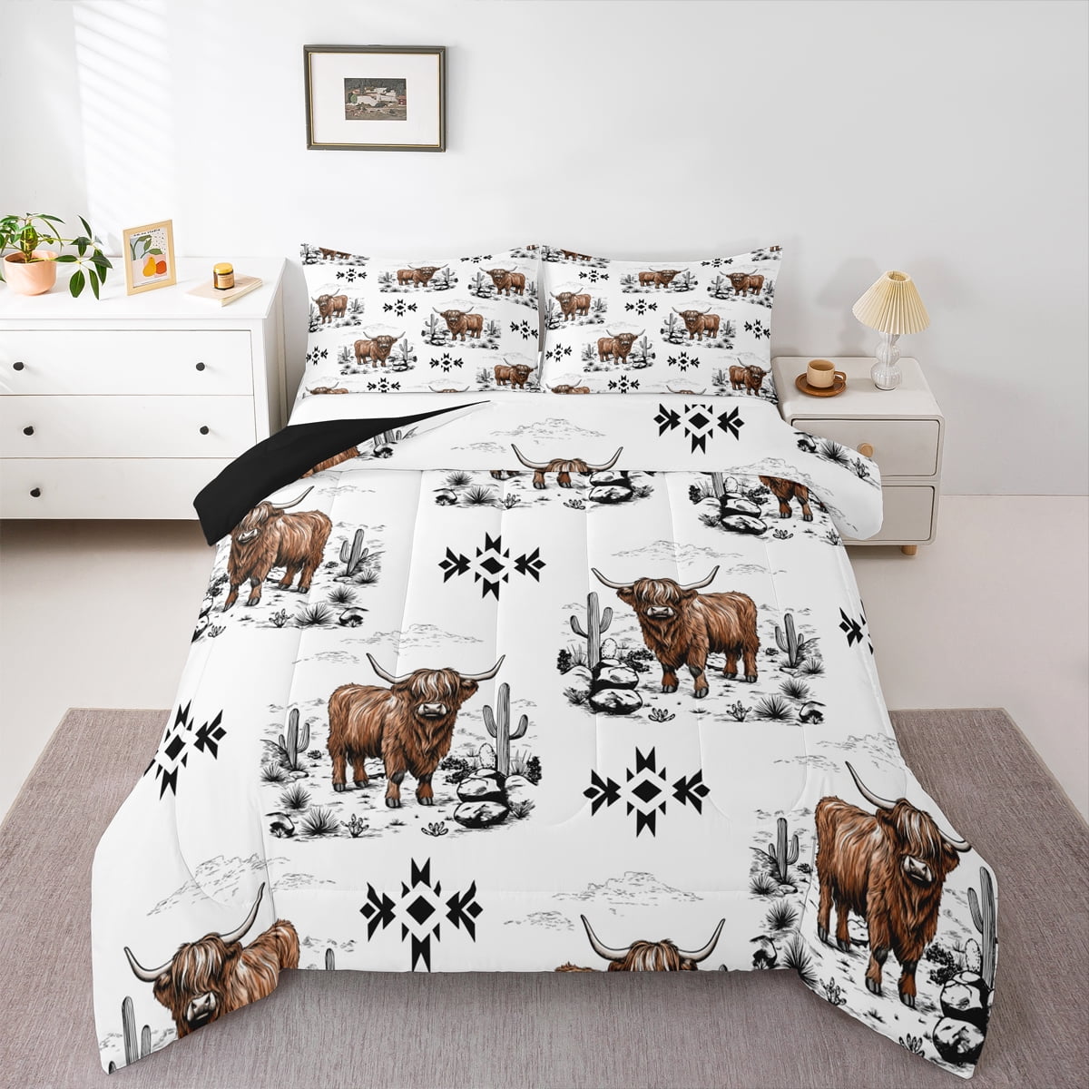 Manfei Cartoon Farm Cow Bedding Comforter Set, Bohemian Tribal Aztec ...