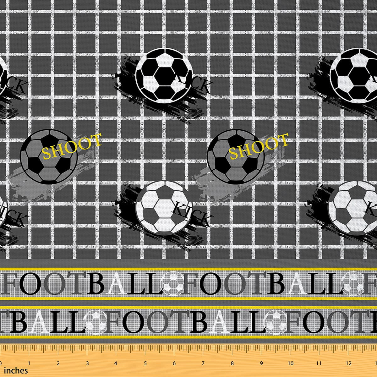 Manfei Cartoon Football Print Fabric by the Yard (3 Yards), Kids Sport ...