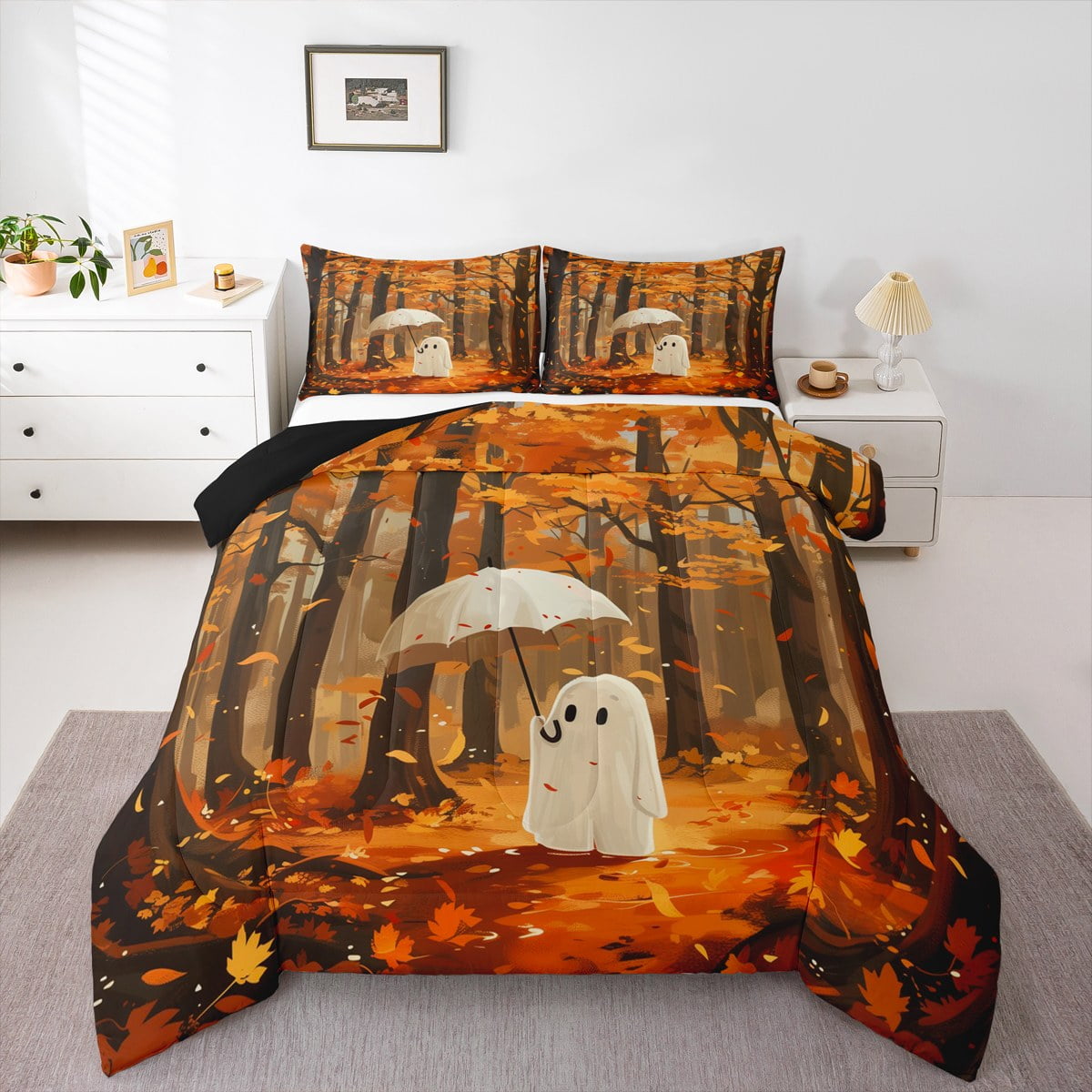 Manfei Cartoon Ghost 3-Piece Full Size Comforter Sets,Autumn Fall ...