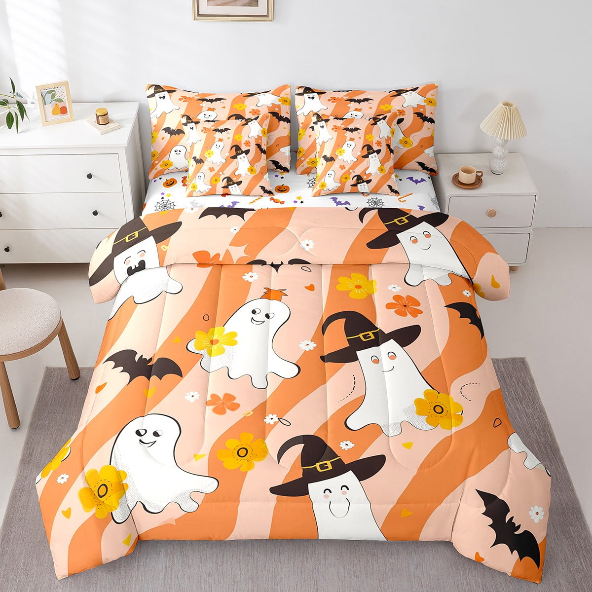 Manfei Cartoon Ghost 7pcs Bedding Comforter Set,Groovy Flower Queen ...