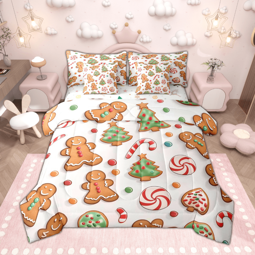 Manfei Cartoon Gingerbread Bedding Comforter Set 7-Piece for Kids ...