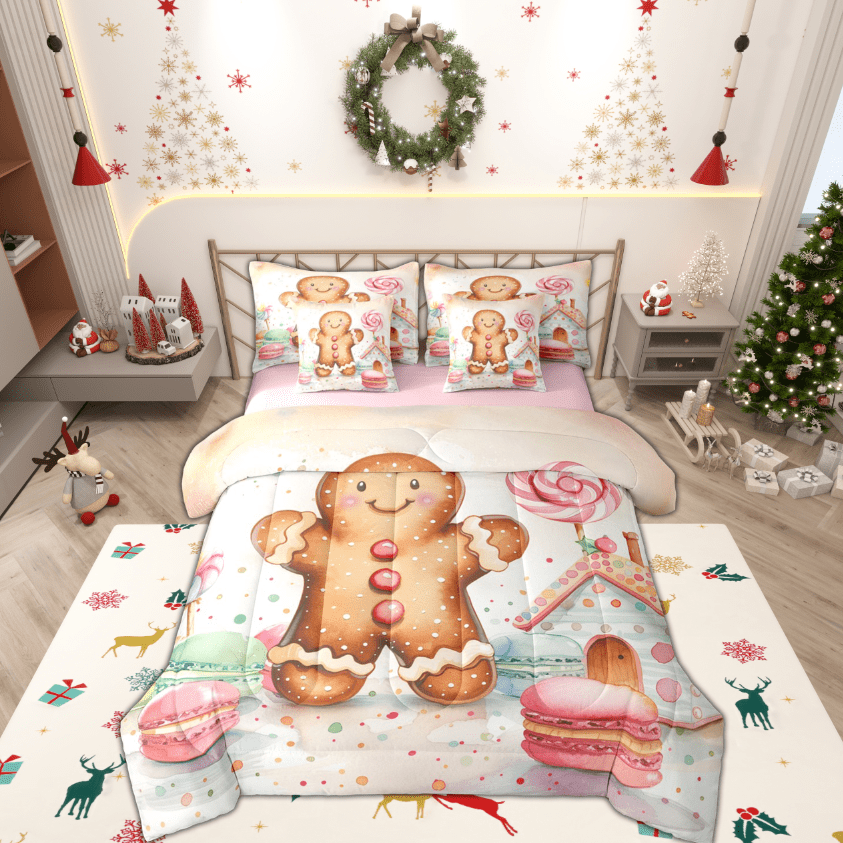 Manfei Cartoon Gingerbread Man 7 Pieces Bedding Comforter Set,Christmas ...