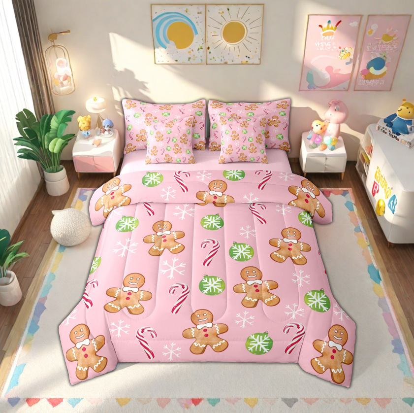 Manfei Cartoon Gingerbread Man 7pcs Bedding Comforter Set,Sweet Candy ...