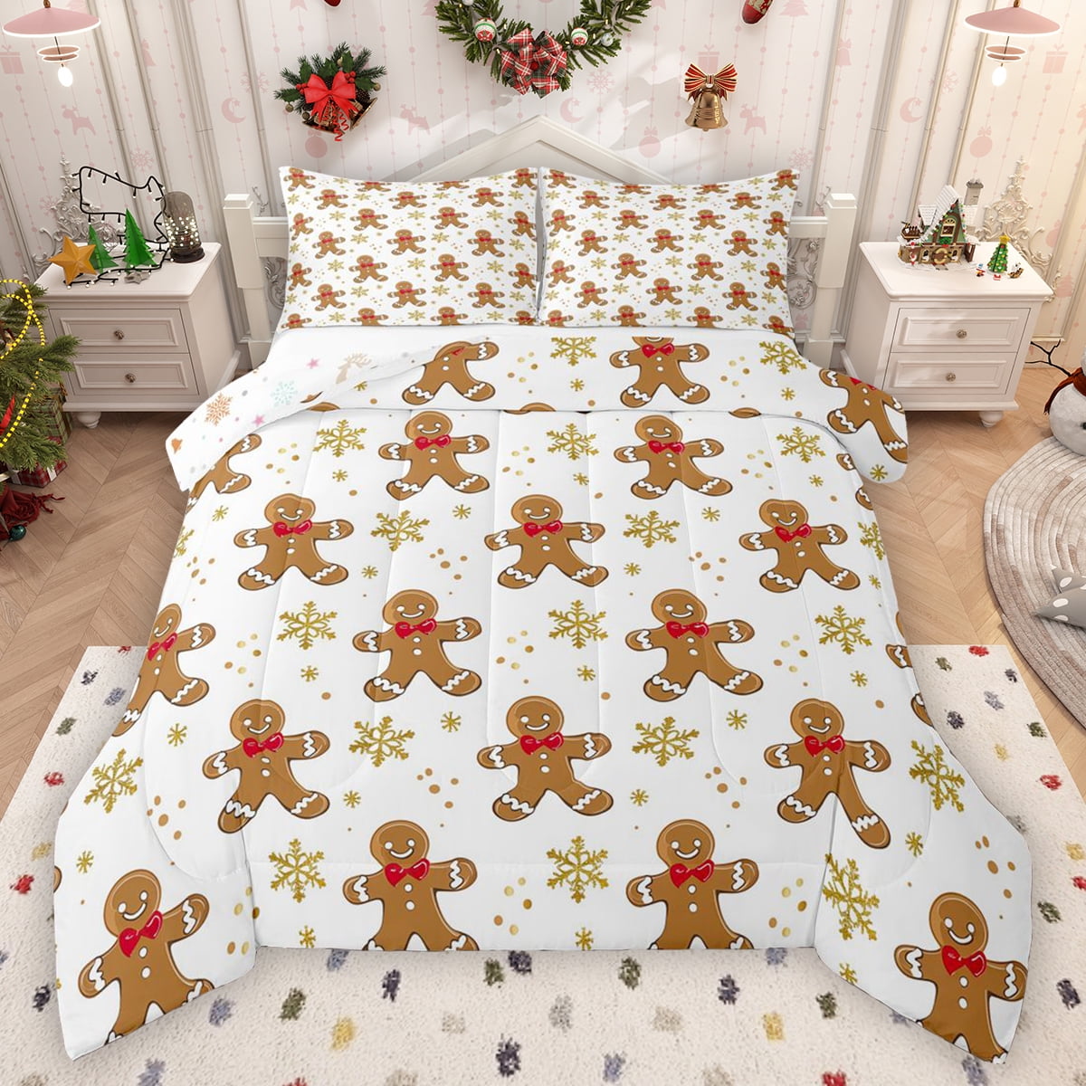 Manfei Cartoon Gingerbread Man Bedding Comforter Set,Merry Xmas Twin ...