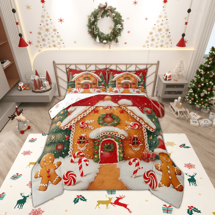 Manfei Cartoon Gingerbread Man Bedding Comforter Set,Xmas Gingerbread ...