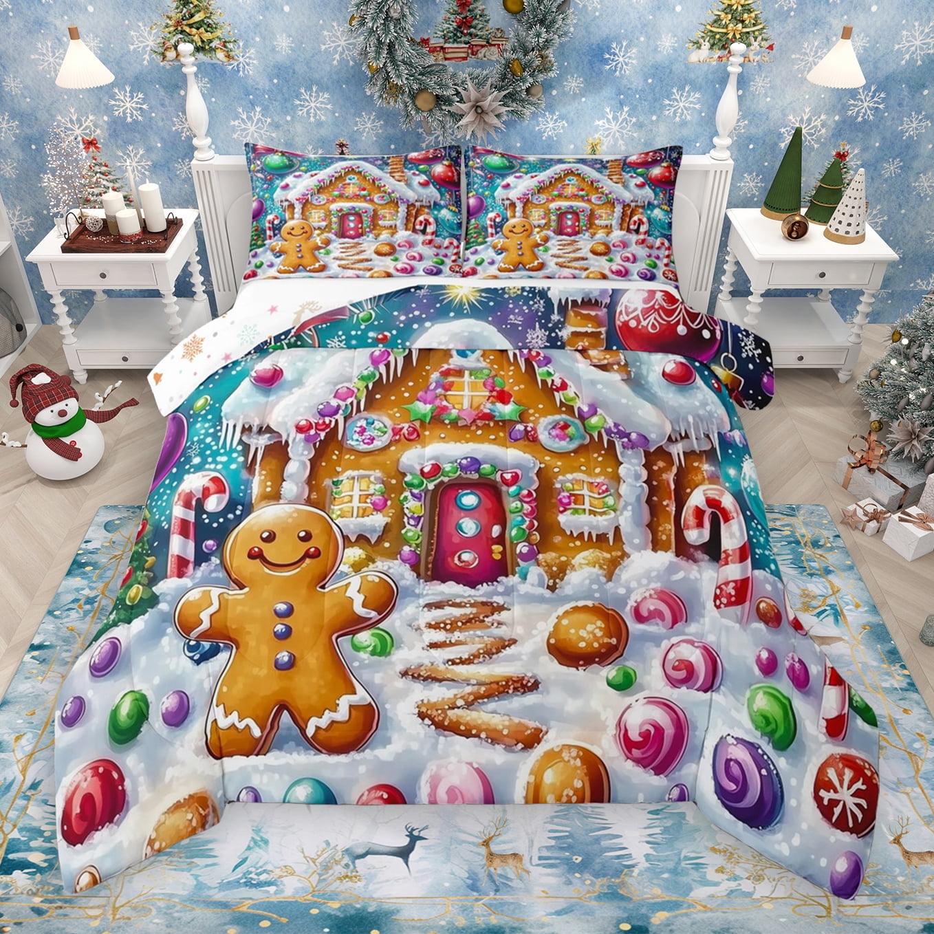 Manfei Cartoon Gingerbread Man Full Size Comforter Sets,Colorful ...