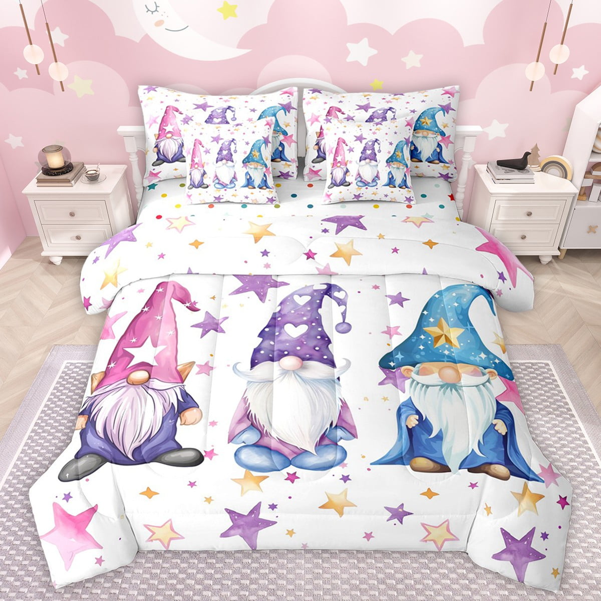 Manfei Cartoon Gnome Boy Girl Bedding Comforter Set 7pcs,Cute Stars ...
