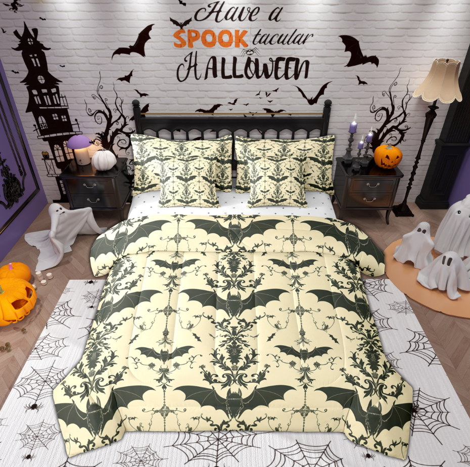 Manfei Cartoon Gothic Bat Bedding Comforter Set 7pcs, Bohemian Damask ...