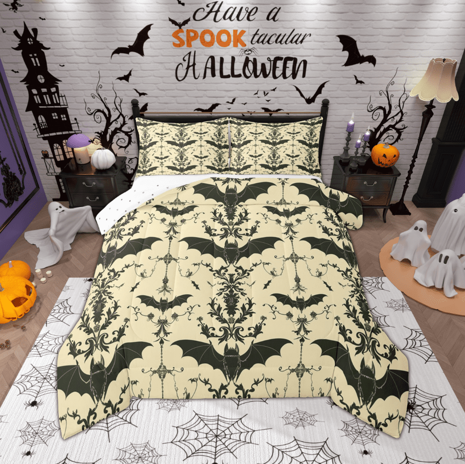 Manfei Cartoon Gothic Bat Full Size Comforter Sets, Bohemian Damask ...