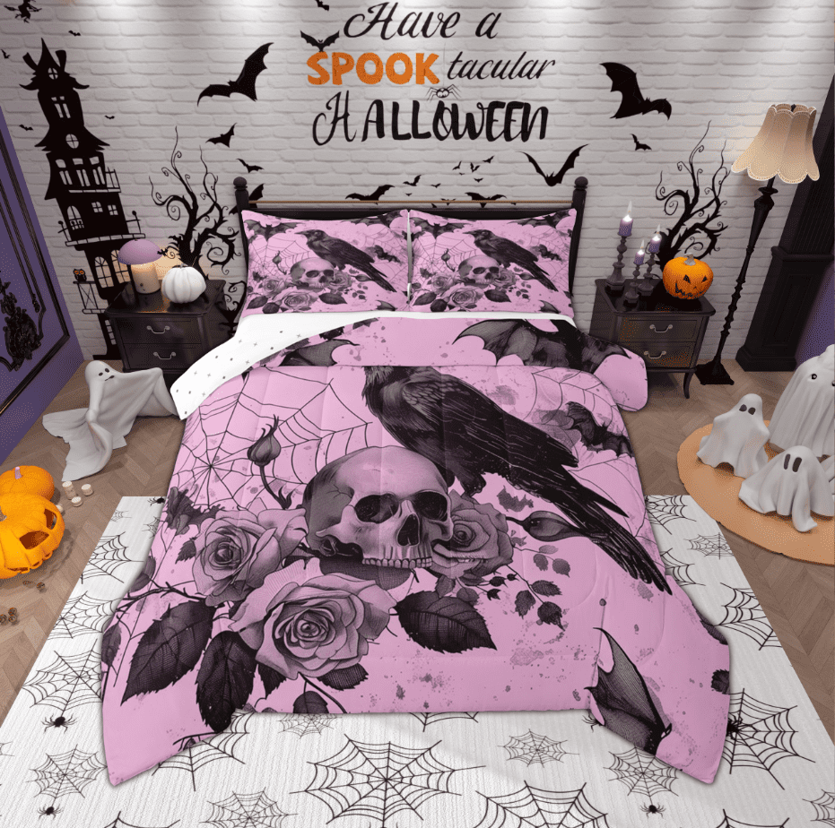 Manfei Cartoon Gothic Crow Bedding Comforter Set, Romantic Halloween ...
