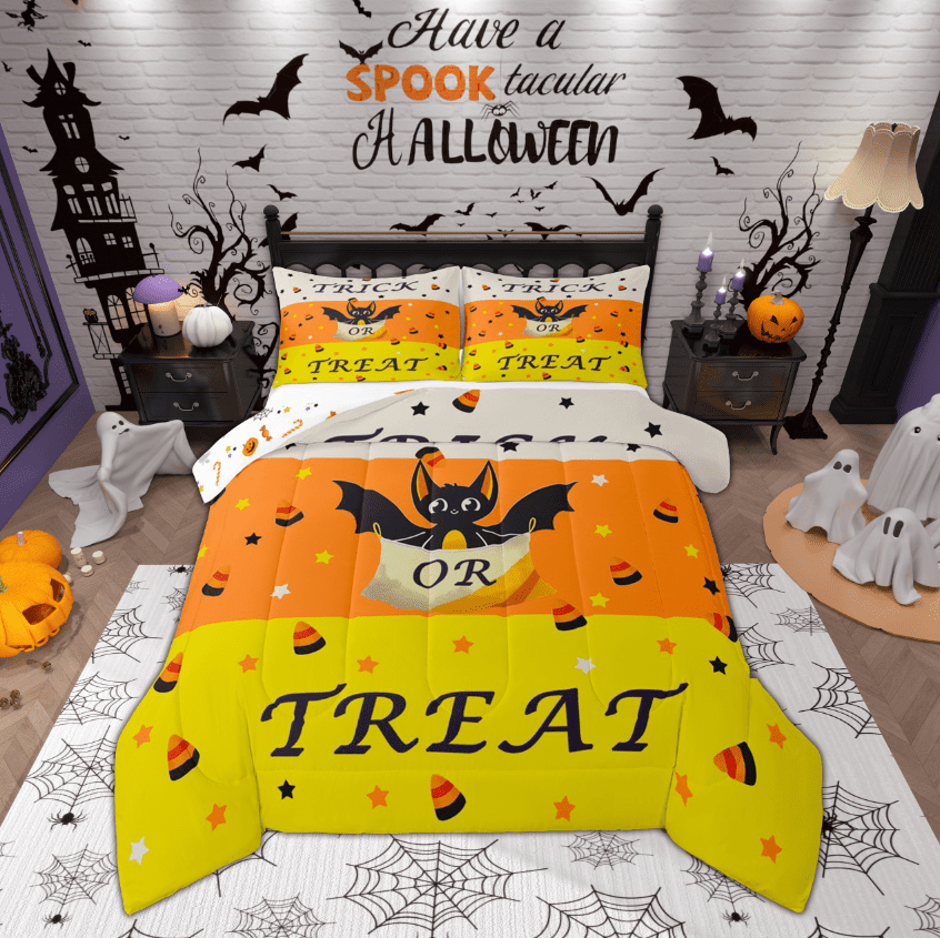 Manfei Cartoon Halloween Bat Queen Comforter Set, Trick or Treat ...