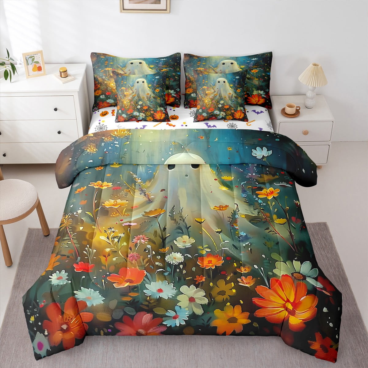 Manfei Cartoon Halloween Ghost 7 Pieces Bedding Comforter Set ...