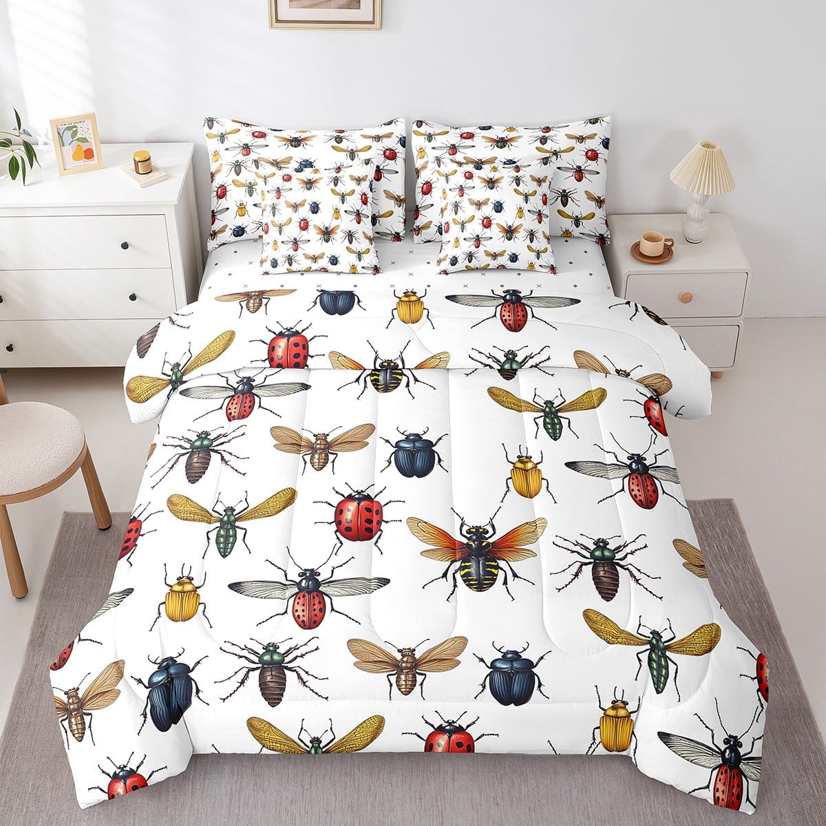 Feelyou Cartoon Insect Bedding Comforter Set 7pcs, Cute Ladybug Animal ...
