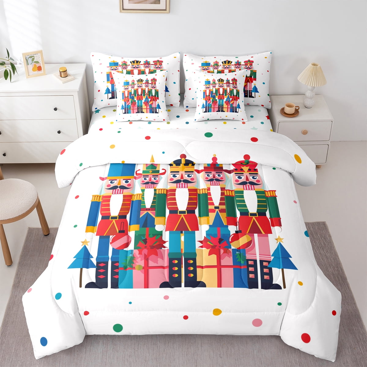 Manfei Cartoon Nutcracker 7-Piece Bedding Comforter Set,Merry Christmas ...