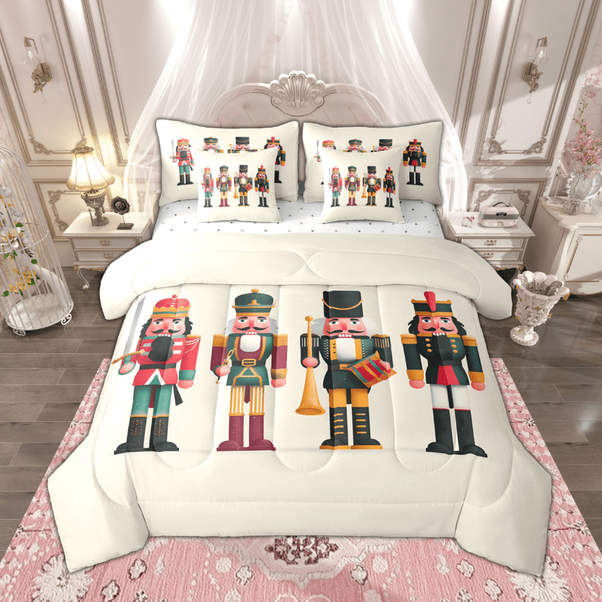 Manfei Cartoon Nutcracker Bedding Comforter Set 7 Pieces, Merry ...