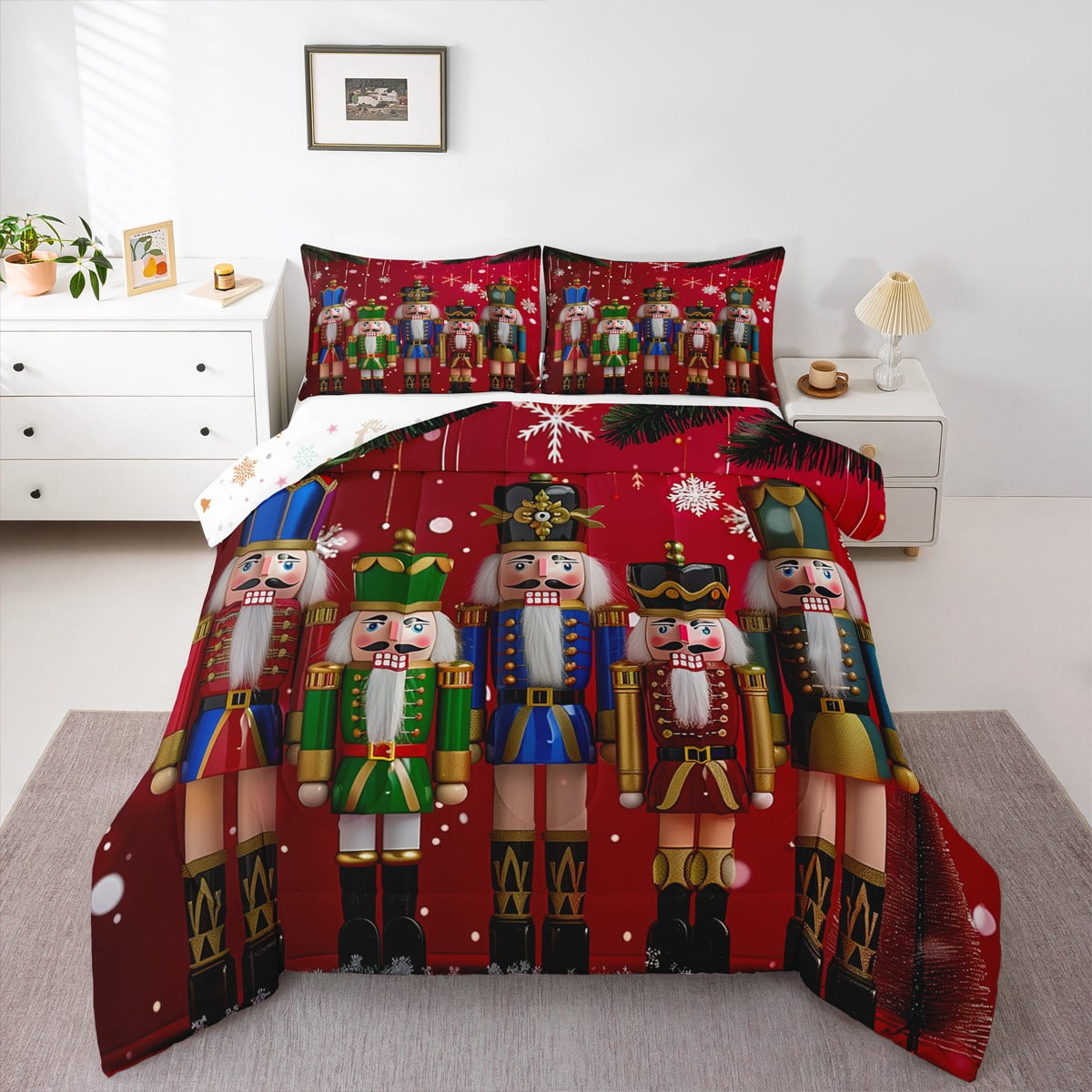 Manfei Cartoon Nutcracker Soldier King Size Comforter Sets,Christmas ...