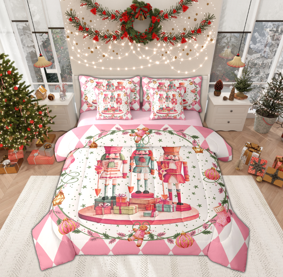Manfei Cartoon Nutcracker Twin Bedding Sets 7-Piece for Kid, Christmas ...