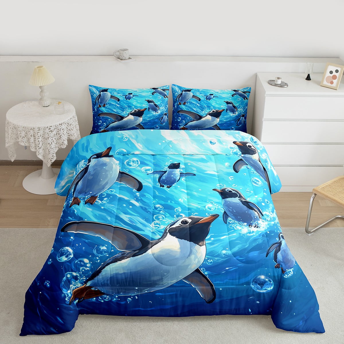 Manfei Cartoon Ocean Penguin Full Size Comforter Sets, Underwater World ...