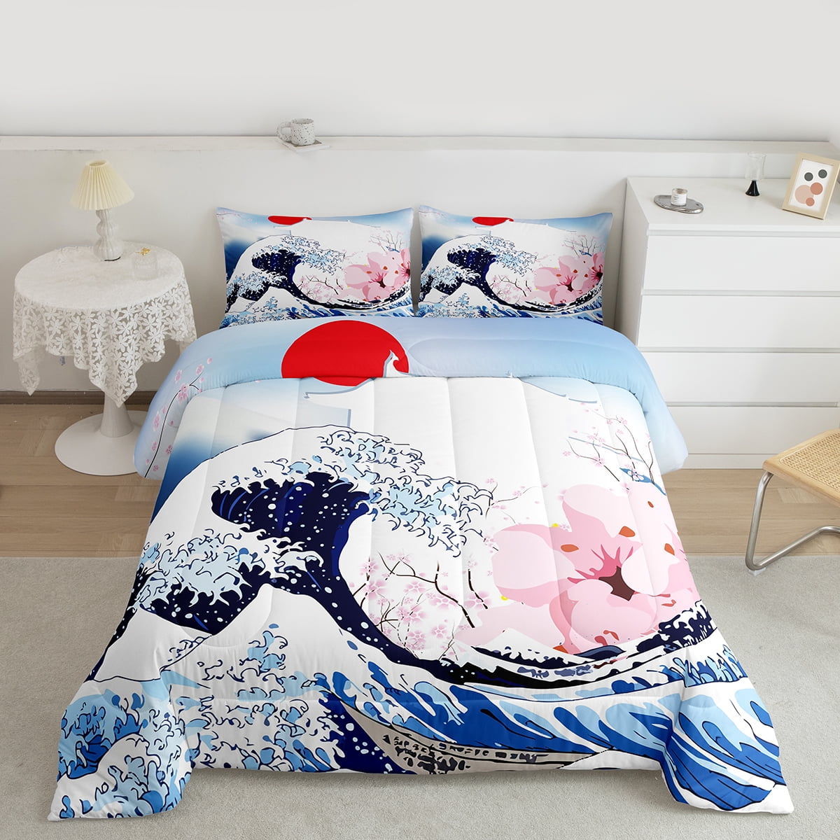 Manfei Cartoon Ocean Wave Full Size Comforter Sets for Teen, Japanese ...