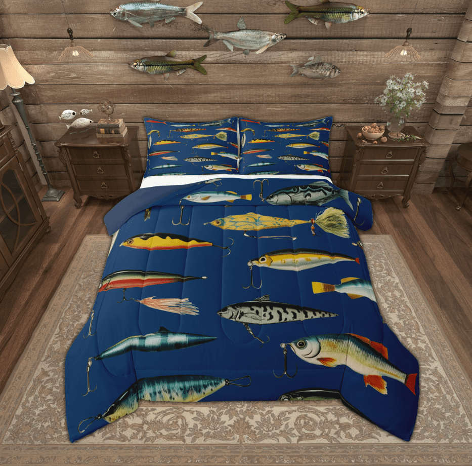 Manfei Cartoon Pike Fish Bedding Comforter Set for Child, Hunting and ...