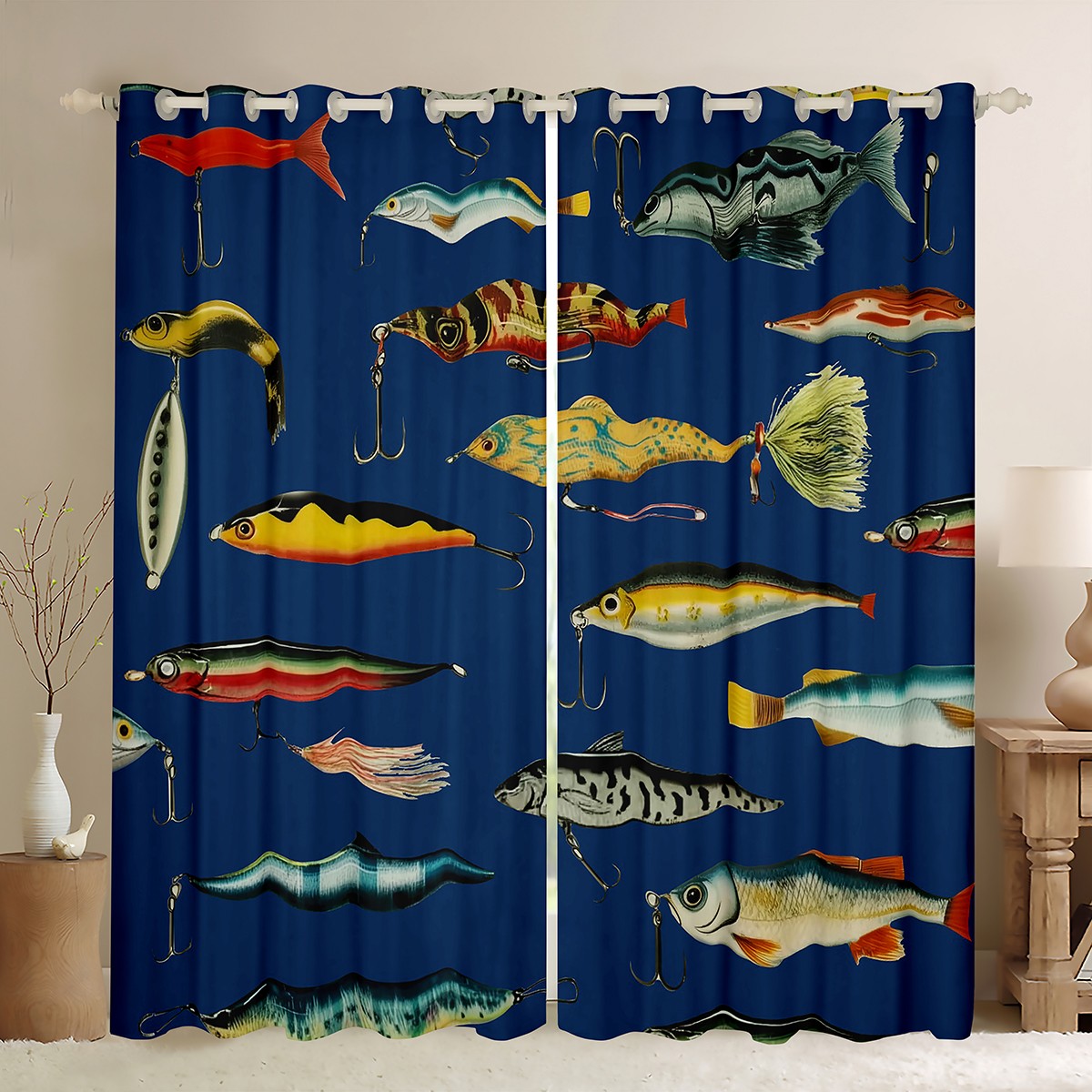 Manfei Cartoon Pike Fish Black Out Curtains for Child, Hunting and ...