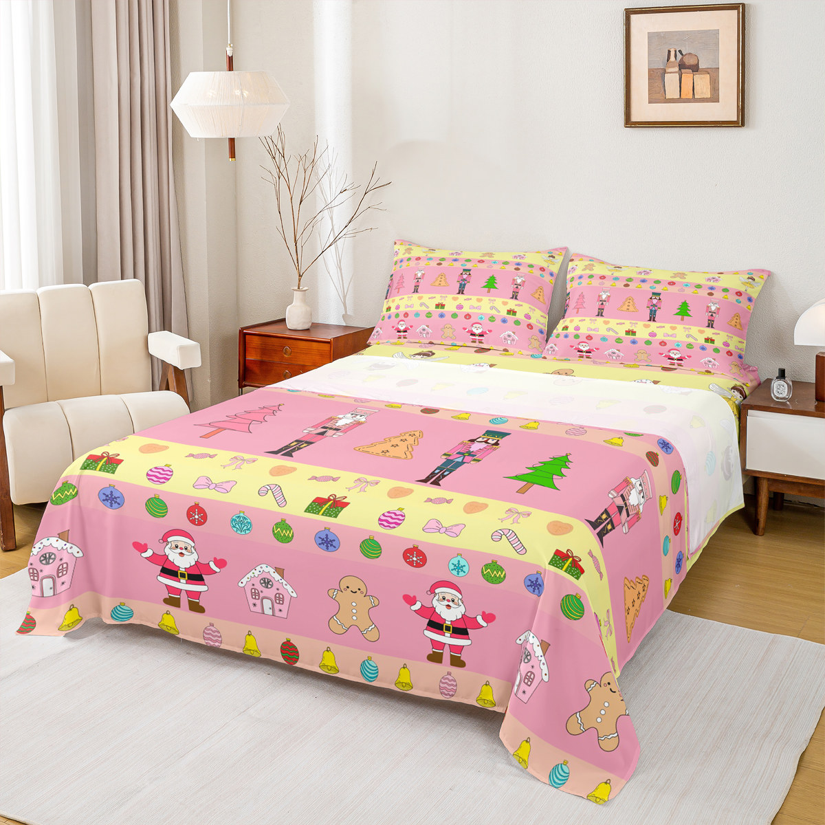 Manfei Cartoon Pink Nutcracker Full Size Sheets for Teens, Fairy Tale ...