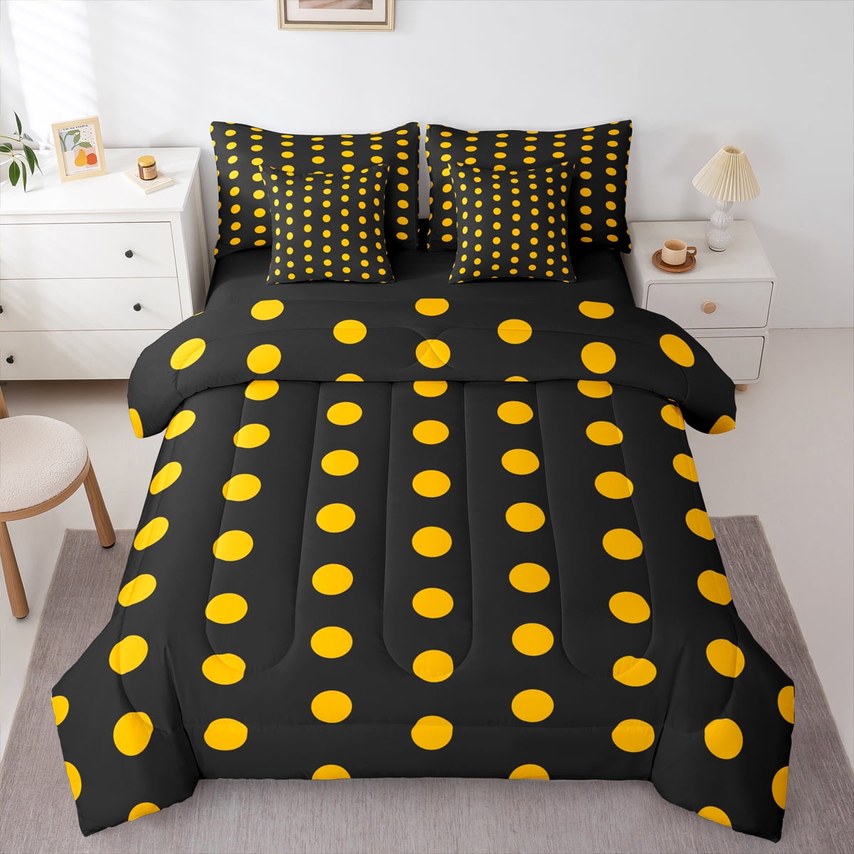 Manfei Cartoon Polka Dots 7-Piece Bedding Comforter Set,Cartoon French ...