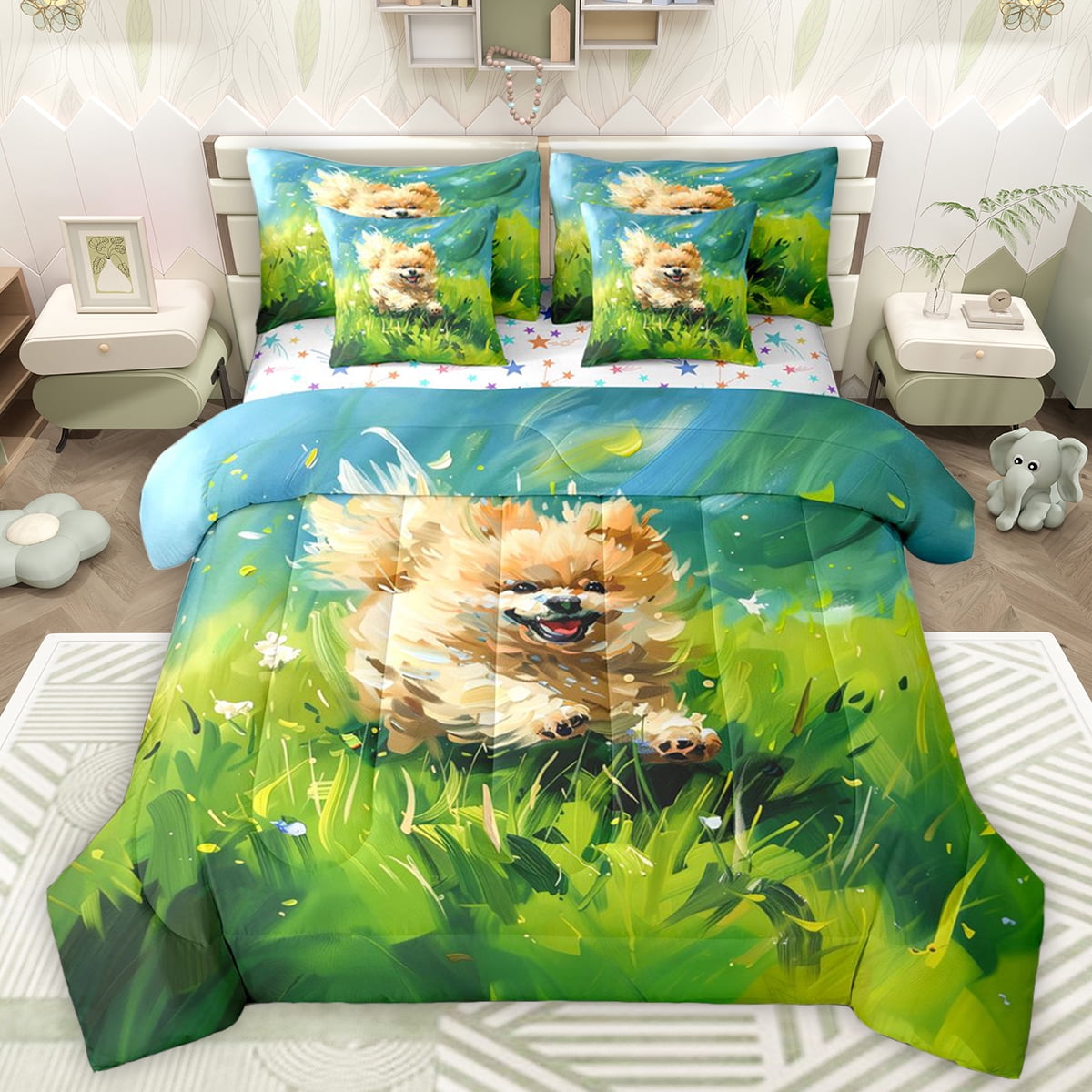 Manfei Cartoon Pug Dalmatian Bedding Comforter Set 7pcs, Cute Animal ...