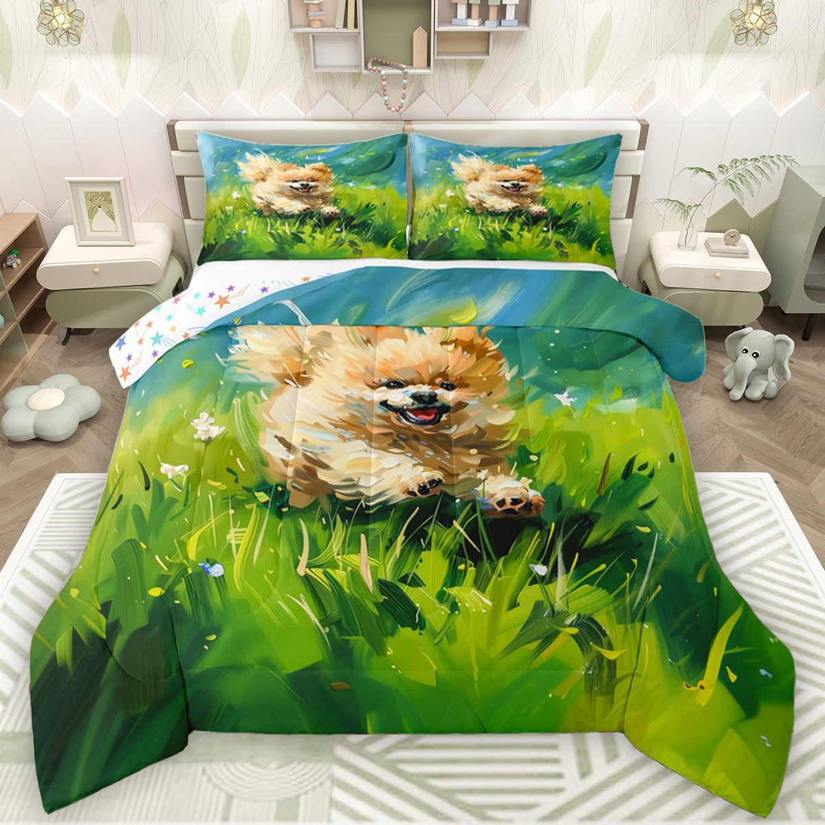 Manfei Cartoon Pug Dalmatian Full Size Comforter Sets, Cute Animal Dog ...
