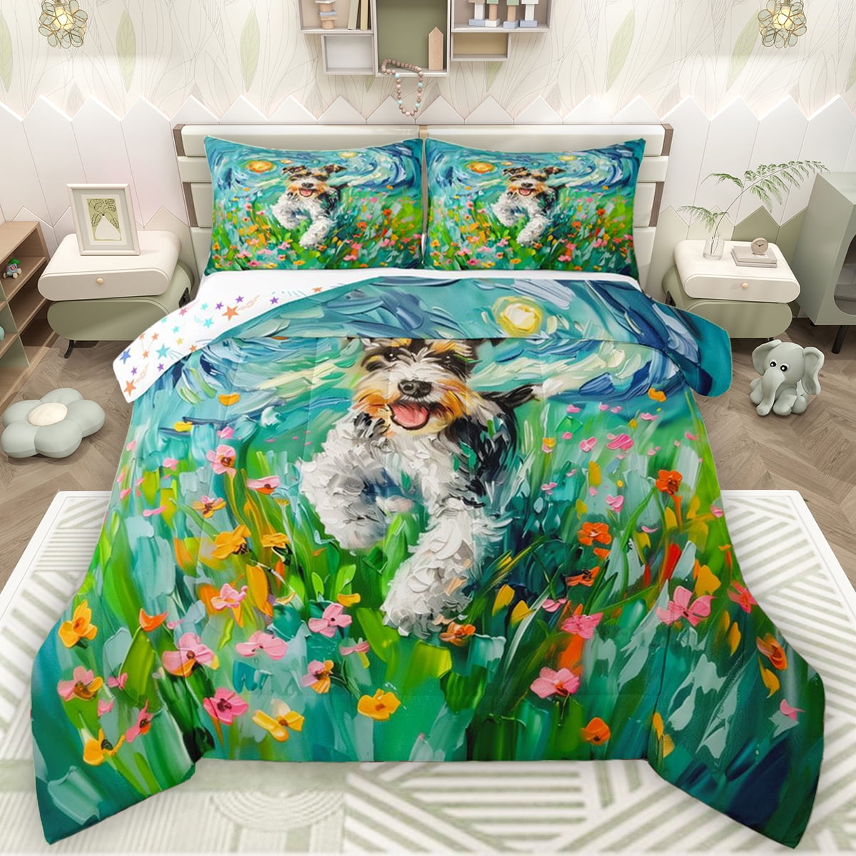 Manfei Cartoon Pug Dalmatian Queen Comforter Set for Child, Cute Animal ...