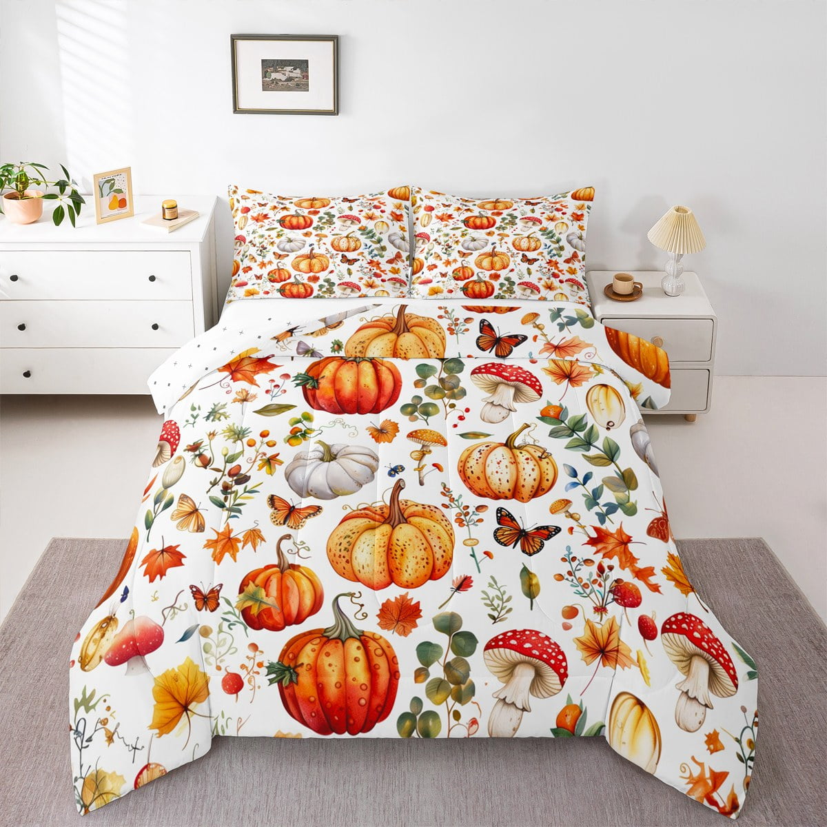 Manfei Cartoon Pumpkin 2pcs Bedding Comforter Set,Butterfly Mushroom ...