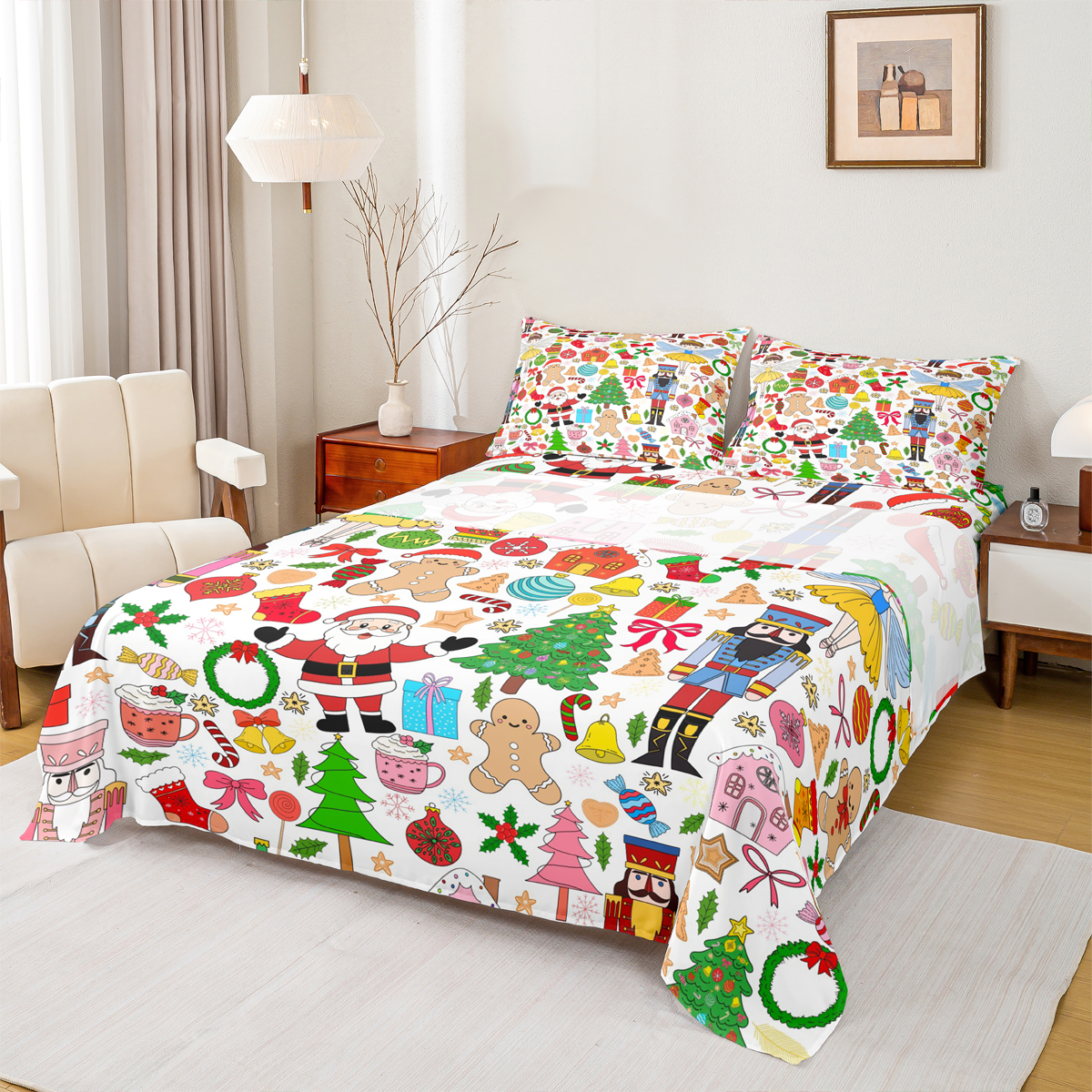 Manfei Cartoon Royal Nutcracker Twin Sheet Sets for Kids, Christmas ...