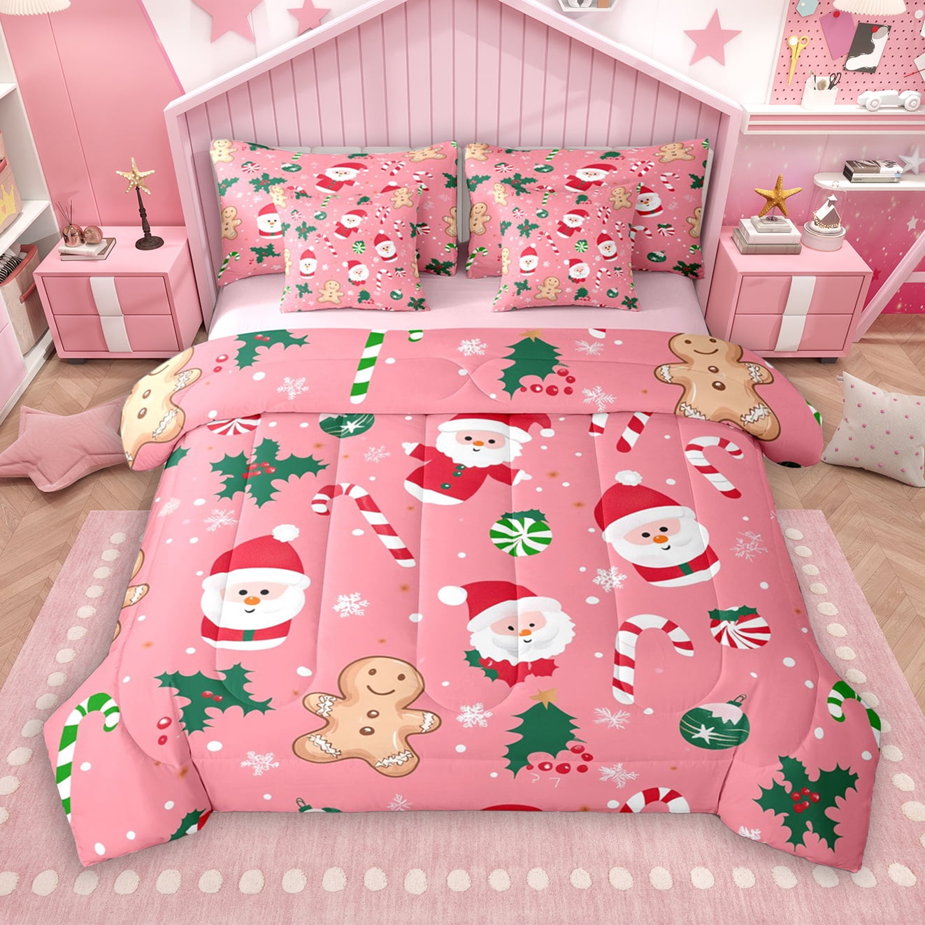 Manfei Cartoon Santa Claus 7-Piece Twin Bedding Sets for Kids, Cute ...