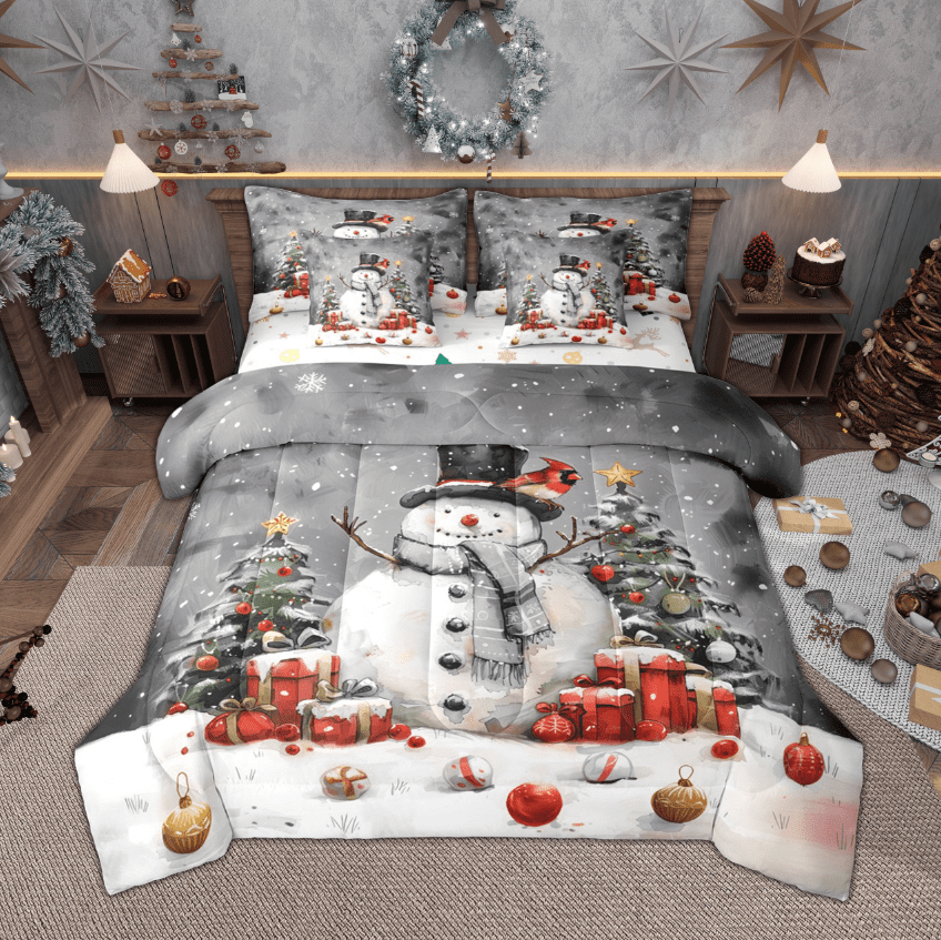 Manfei Cartoon Snowman Bedding Comforter Set 7-Piece for Boys Girls ...