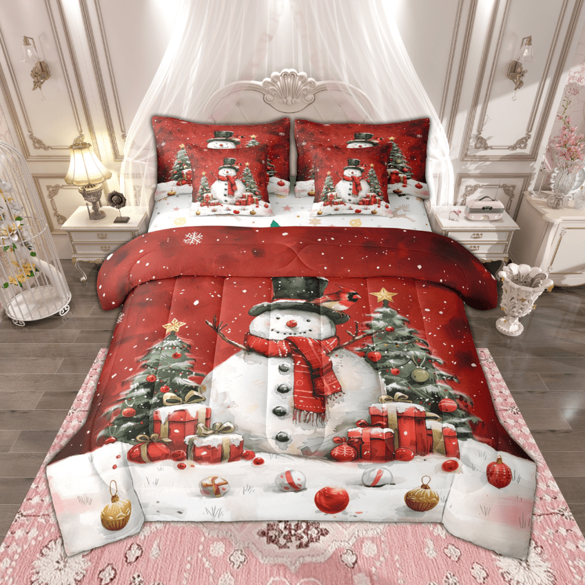 Manfei Cartoon Snowman Bedding Comforter Set 7-Piece for Boys Girls ...