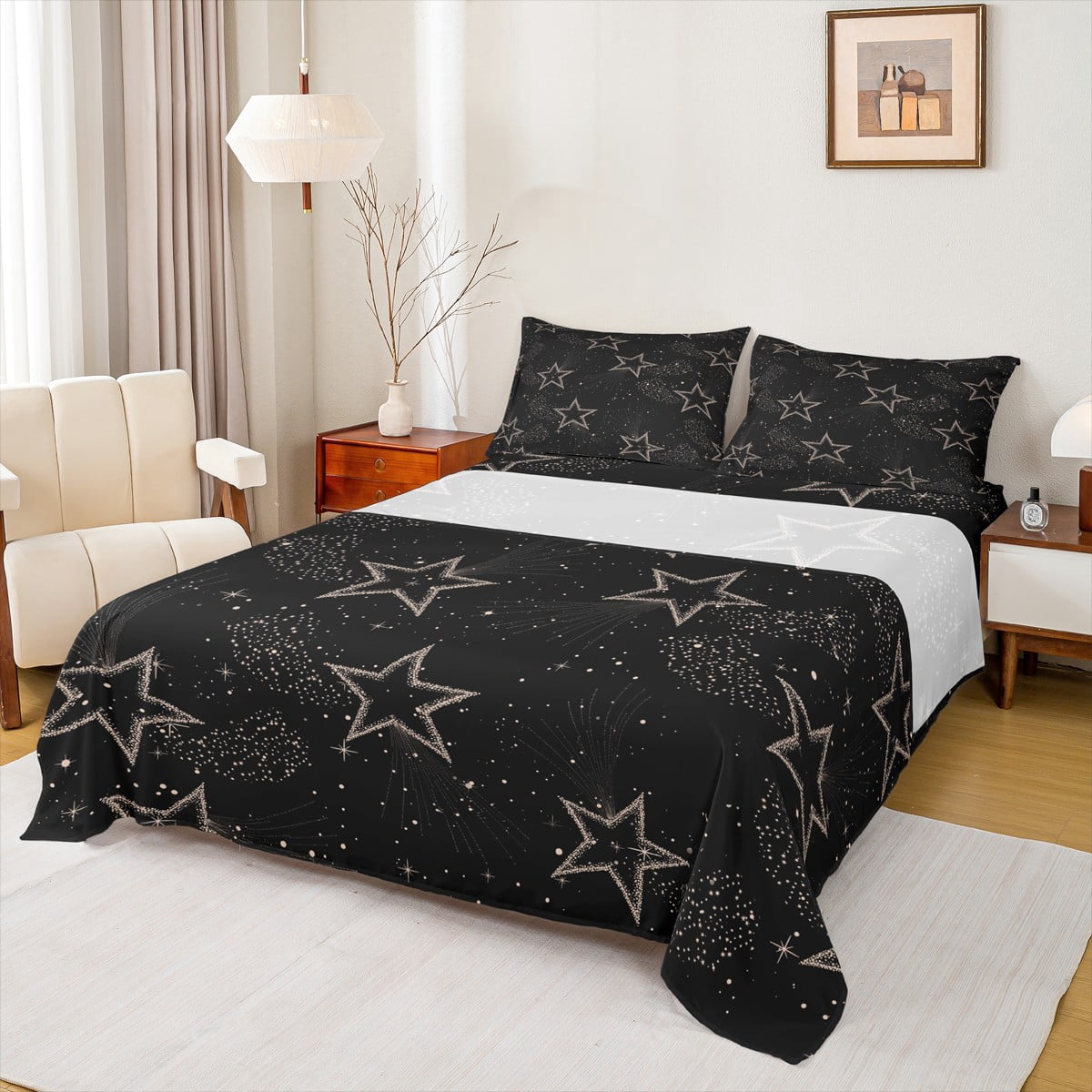 Manfei Cartoon Stars Bed Sheets Full, Mystic Starry Sky Full Sheet Sets ...
