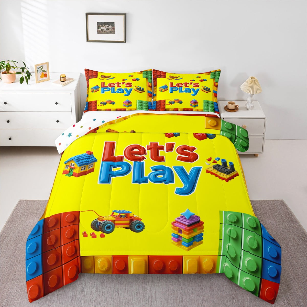 Manfei Cartoon Truck House Comforter Sets Full Size,Rainbow Building ...