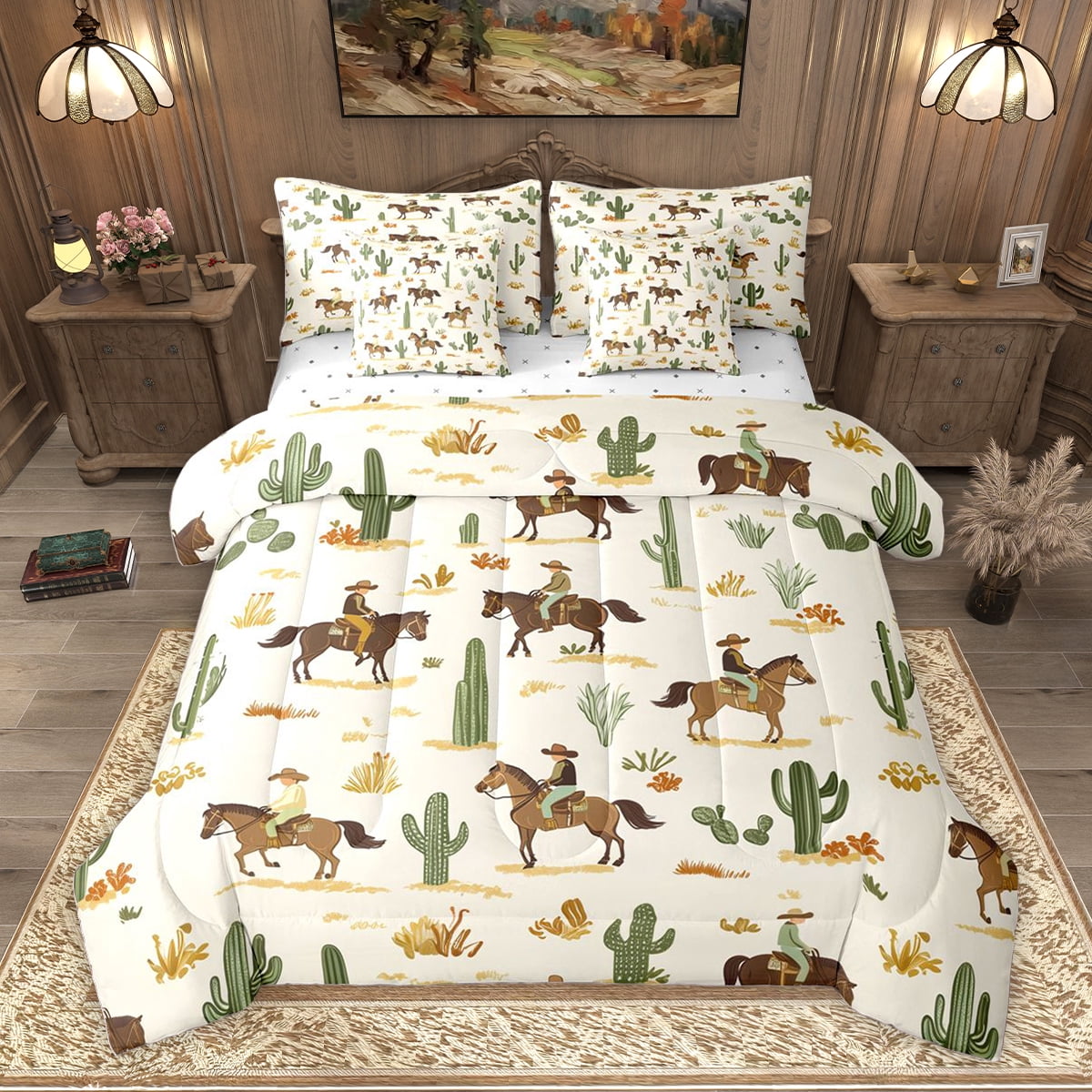 Homewish Cartoon Western Cowboy Bedding Comforter Set 7pcs for Kids ...