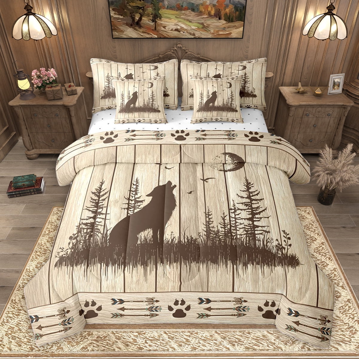Homewish Cartoon Wolf Animal Bedding Comforter Set 7 Pieces for Adult ...