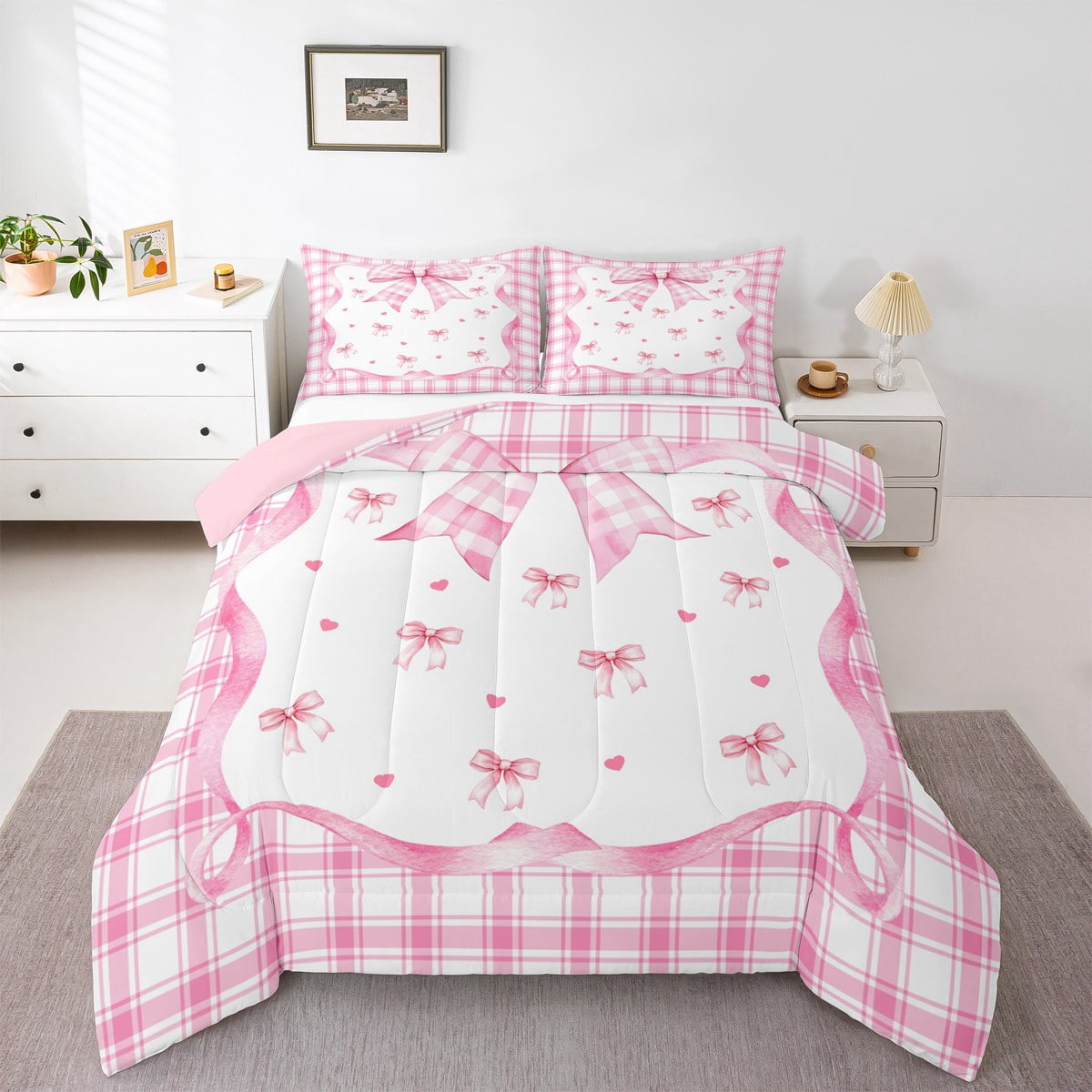 Manfei Catroon Bow Bedding Sets King with Comforter,Geometric Geometry ...