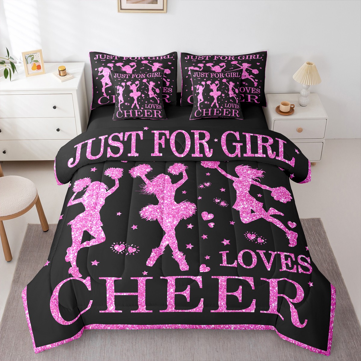 Manfei Cheerleading Girl 7-Piece Bedding Comforter Set,Bling Glitter ...