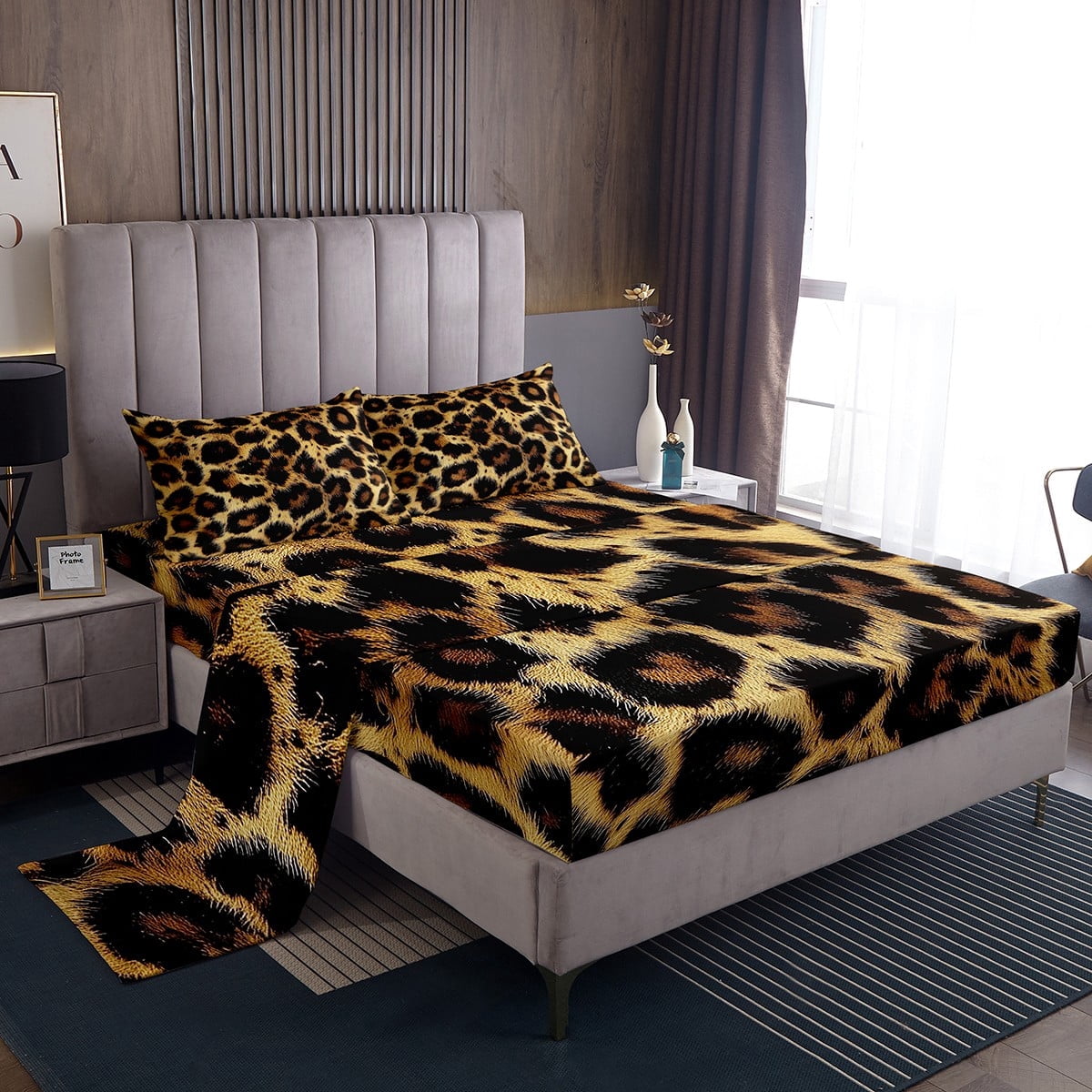 Manfei Cheetah Pattern Bed Sheets,Jungle Wildlife King Sheets,Leopard ...