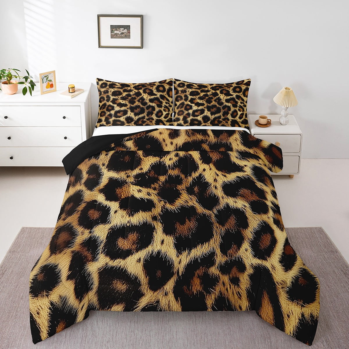 Manfei Cheetah Pattern Bedding Comforter Set,Jungle Wildlife Twin ...